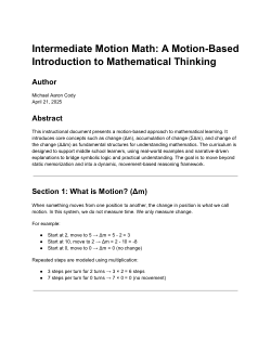 Intermediate Motion Math – A Motion-Based Introduction to Mathematical ...