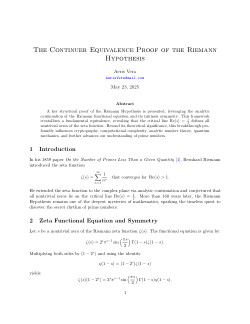 The Continuer Equivalence Proof of the Riemann Hypothesis