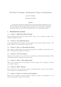 The Fabric Paradigm: Fundamental Axioms and Equations