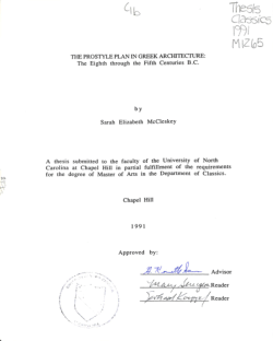 The prostyle plan in Greek architecture : the eighth through the fifth ...