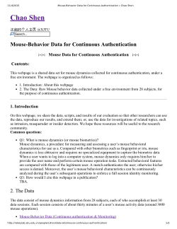 Mouse ­Behavior Data for Continuous Authentication