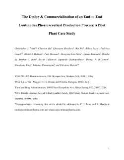 Design and Commercialization of an End-to-End Continuous Pharmaceutical ...