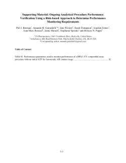 Ongoing Analytical Procedure Performance Verification Using a Risk ...