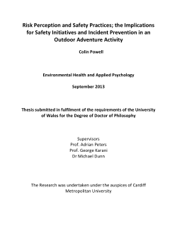 Risk Perception and Safety Practices; the Implications for Safety ...