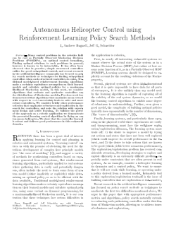Autonomous Helicopter Control Using Reinforcement Learning Policy ...
