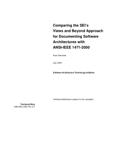 Comparing the SEI’s Views and Beyond Approach for Documenting Software Architectures with ANSI ...