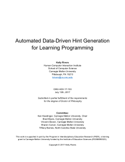 Item - Automated Data-Driven Hint Generation for Learning Programming - Carnegie Mellon ...