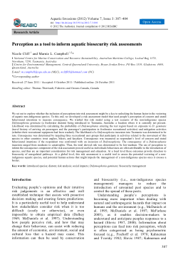 Perception as a tool to inform aquatic biosecurity risk assessments