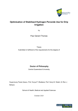 Item - Optimisation of stabilised hydrogen peroxide use for drip ...