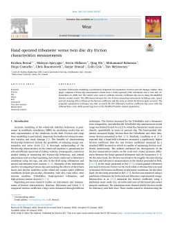 Hand operated tribometer versus twin disc dry friction characteristics ...