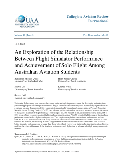An exploration of the relationship between flight simulator performance and achievement of solo ...
