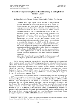 Benefits of implementing project-based learning in an English for business course