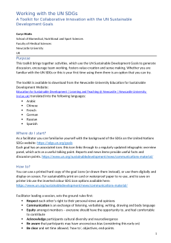 Working with the UN SDGs. A Toolkit for Collaborative Innovation with ...