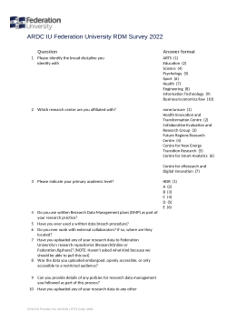 ARDC IU Federation University RDM Survey 2022