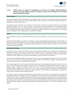 OSPAR request to support the development of common and candidate OSPAR ...