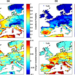 Maps of the exceedance probability (upper plots) and the smallest ...