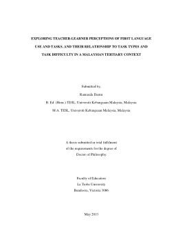 Exploring teacher-learner perceptions of first language use and tasks, and their relationship to ...