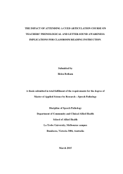 Item - The impact of attending a cued articulation course on teachers ...