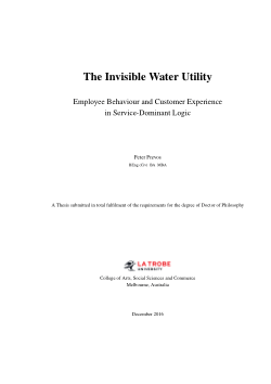 The invisible water utility: employee behaviour and customer experience ...