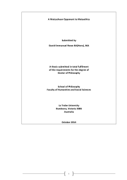 Item - A Nietzschean opponent to metaethics - La Trobe - Figshare