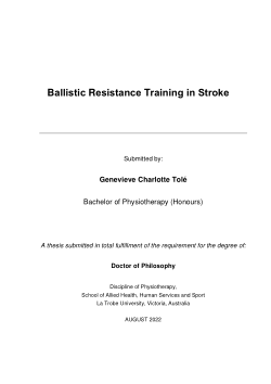Ballistic Resistance Training in Stroke
