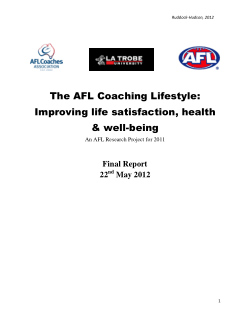 The AFL Coaching Lifestyle: Improving life satisfaction, health & well ...