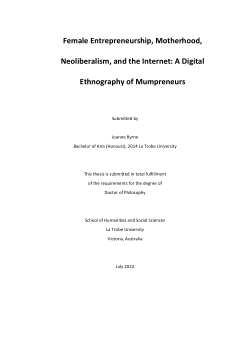 Female Entrepreneurship, Motherhood, Neoliberalism, and the Internet: A Digital Ethnography of ...