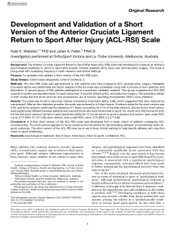 Development and Validation of a Short Version of the Anterior Cruciate ...
