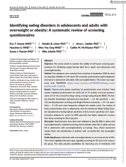Identifying eating disorders in adolescents and adults with overweight ...