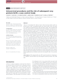 Intracervical procedures and the risk of subsequent very preterm birth ...