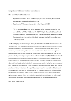 Being in the world: Extended minds and extended bodies