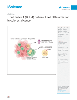 T cell factor 1 (TCF-1) Defines T cell Differentiation in Colorectal Cancer