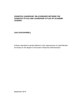 Cognitive Leadership: Relationships Between The Cognitive Styles And ...