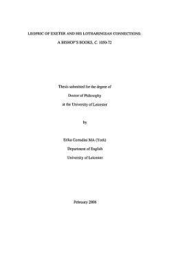Leofric of Exeter and his Lotharingian connections: A Bishop's books, c ...