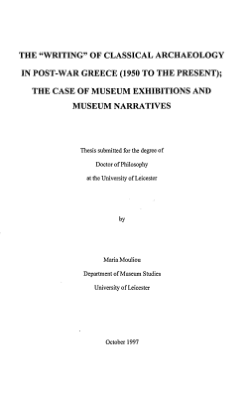 The "writing" of classical archaeology in post-war Greece (1950 to the ...