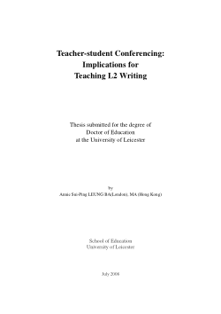 Teacher-student Conferencing: Implications for Teaching L2 Writing