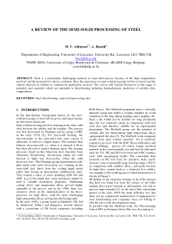 A Review of the Semi-Solid Processing of Steel