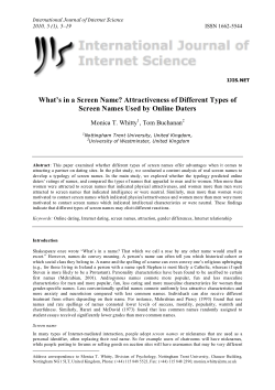 What's In A 'Screen Name'?” Attractiveness of Different Types of Screen ...
