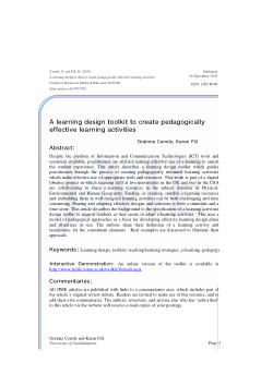 A learning design toolkit to create pedagogically effective learning ...