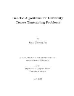 Genetic Algorithms for University Course Timetabling Problems
