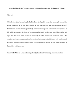 One Size Fits All? On Patient Autonomy, Informed Consent and the Impact ...
