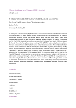 The Rural Turn in Contemporary Writing by Black and Asian Britons: The ...