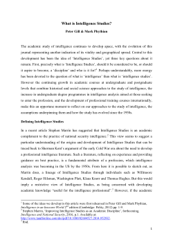 What is Intelligence Studies?