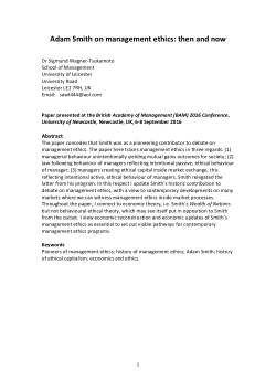 Adam Smith on Management Ethics: Then and Now