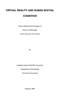 Item - Virtual reality and human spatial cognition - University of Leicester - Figshare