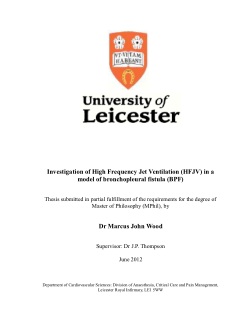Investigation of High Frequency Jet Ventilation (HFJV) in a model of ...