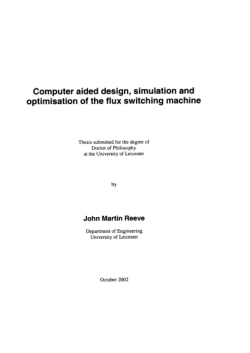 Computer aided design, simulation and optimisation of the flux switching machine