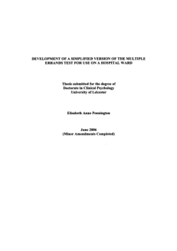 Development of a simplified version of the multiple errands test for ...