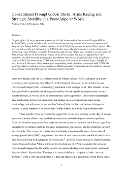 Conventional prompt global strike: arms racing and strategic stability ...