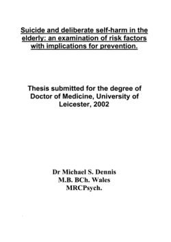Suicide and deliberate self-harm in the elderly : an examination of risk factors with ...